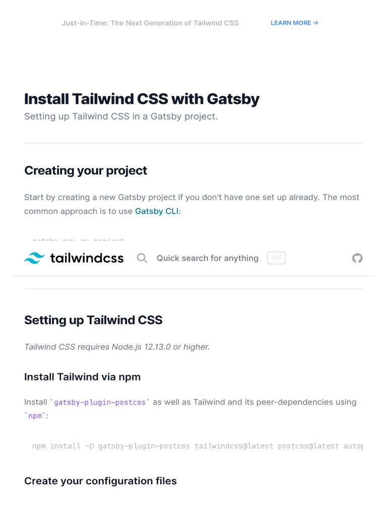 Install Tailwind CSS With Gatsby: Creating Your Project | PDF | Computer Science | Software ...