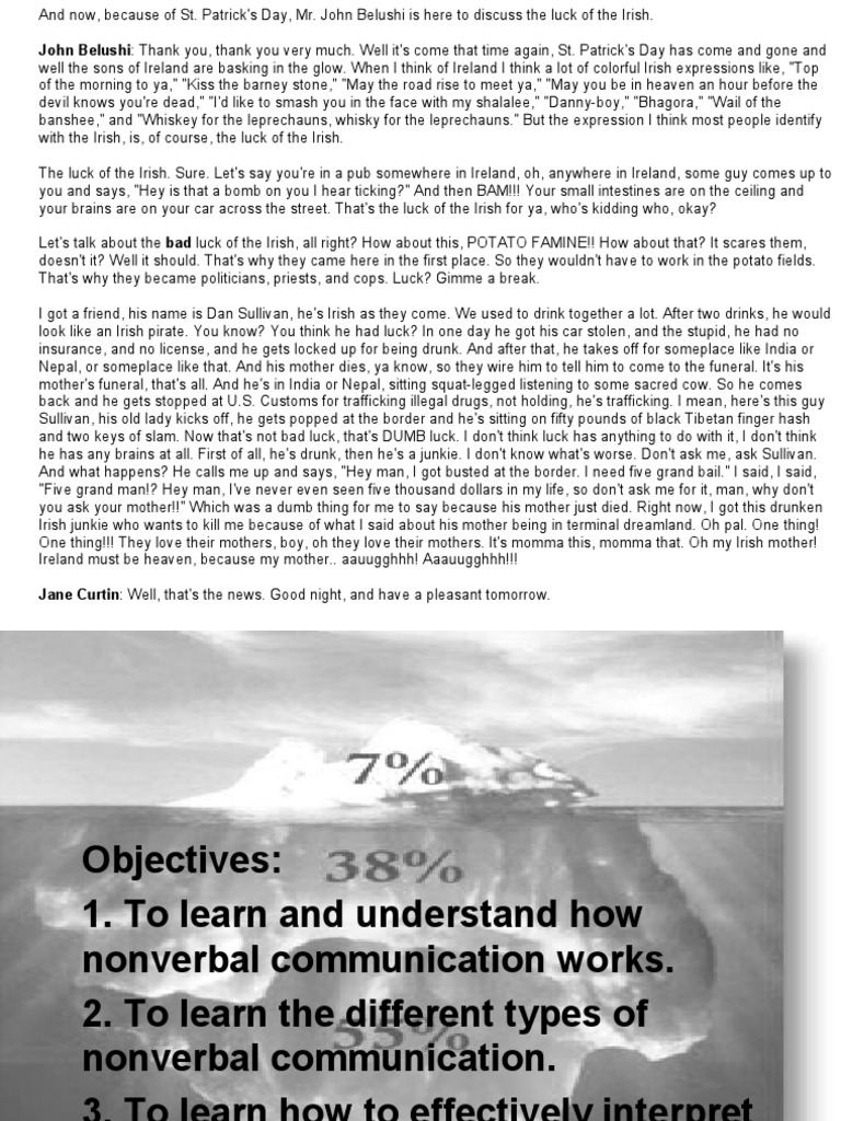 John Belushi on Irish Luck | PDF | Nonverbal Communication | Communication