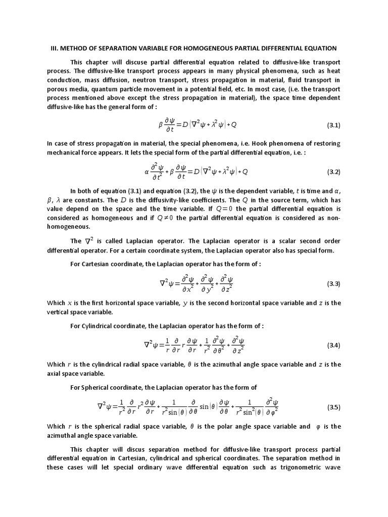 Separation Variable Dasar | PDF | Equations | Differential Geometry