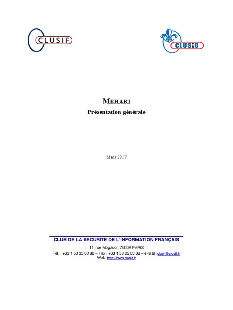 MEHARI Introduction 2017 Validç | PDF | Sécurité des systèmes d ...