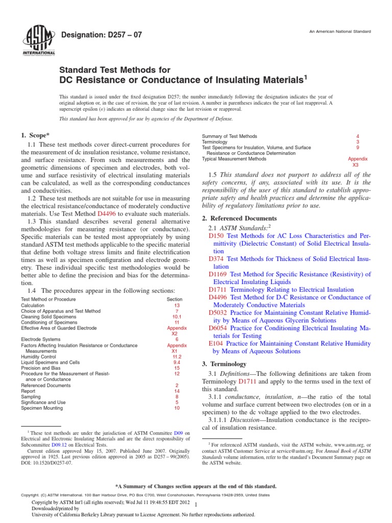 ASTM-D257 Resistance Meas | PDF | Electrical Resistivity And ...
