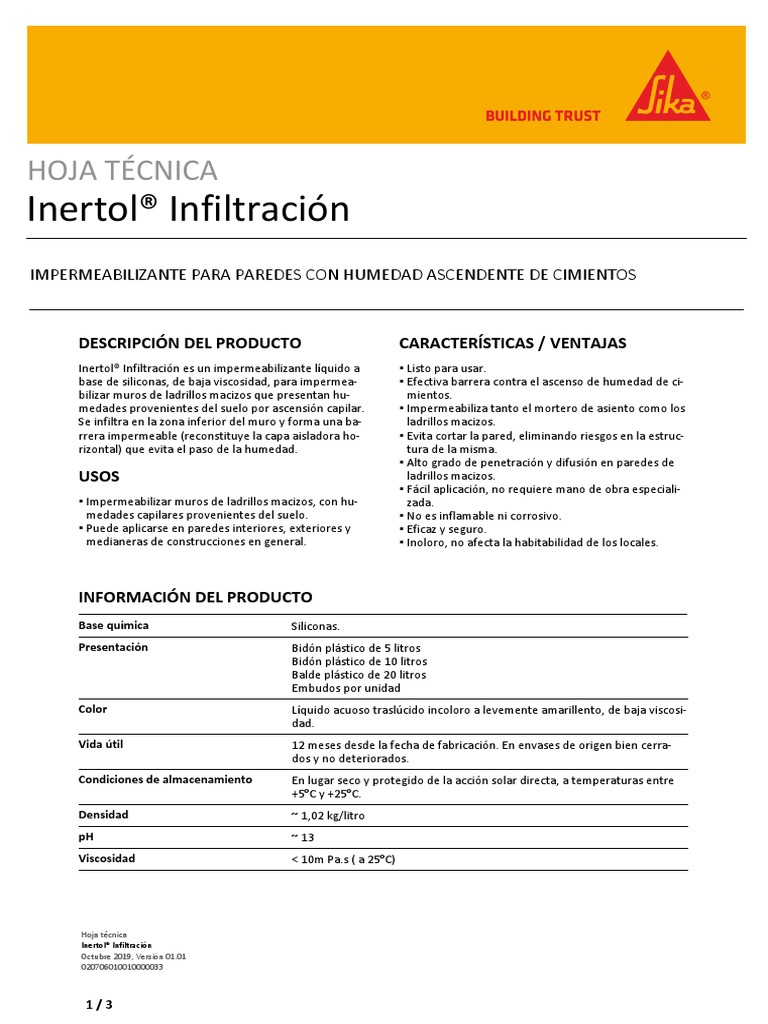 Instrucciones para Colocar Inertol (Humedad Por Cimiento) | PDF ...