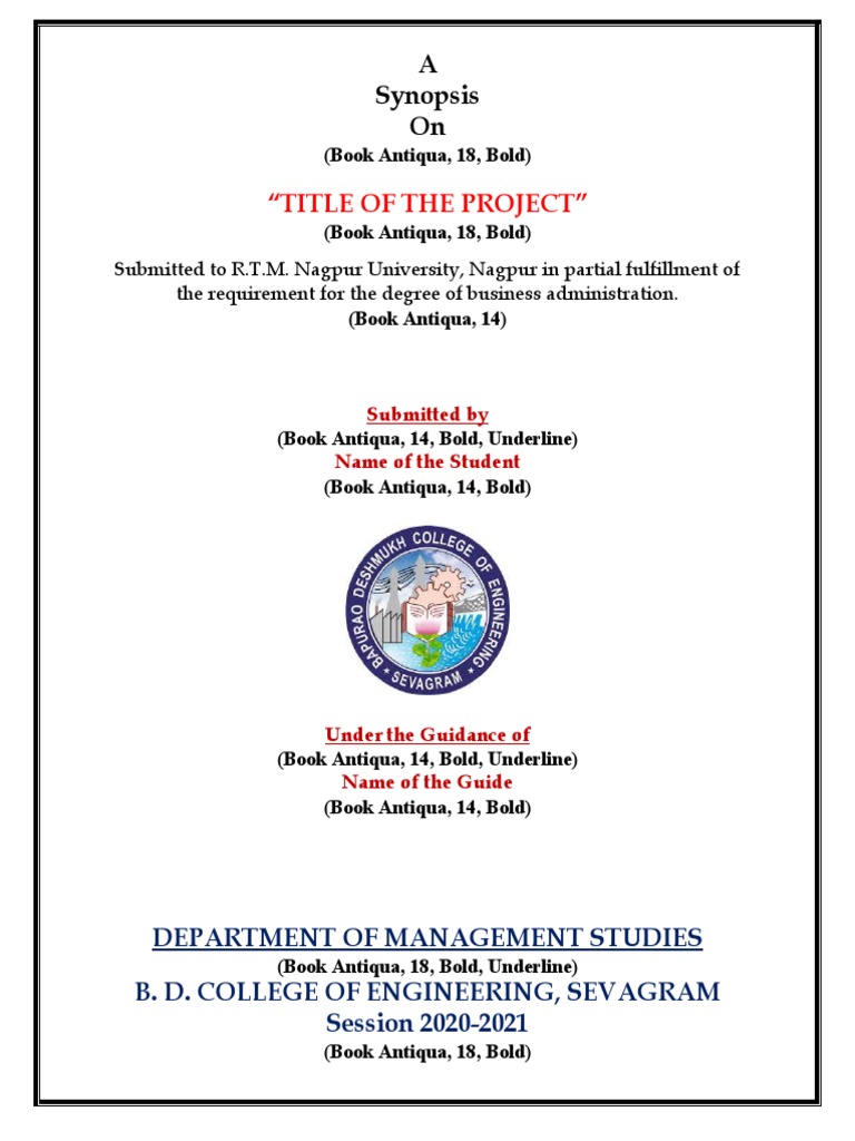 "Title of The Project": A Synopsis On | PDF
