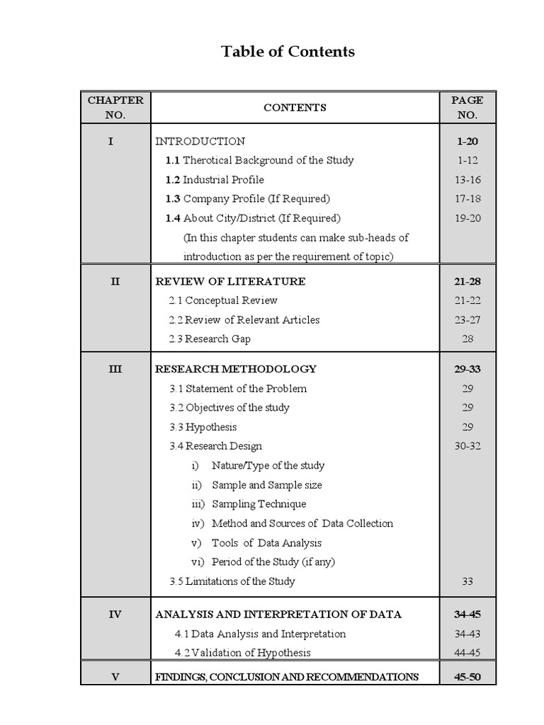 Table of Contents Project | PDF | Data Analysis | Cognition