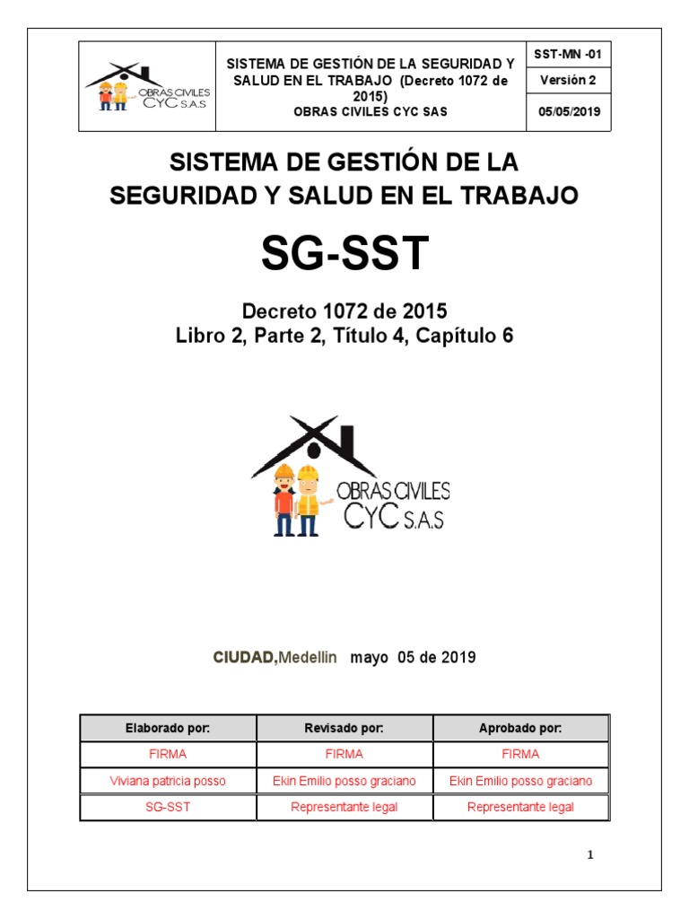 Manual de SG-SST 2019 | PDF | Seguridad y salud ocupacional | Empresas
