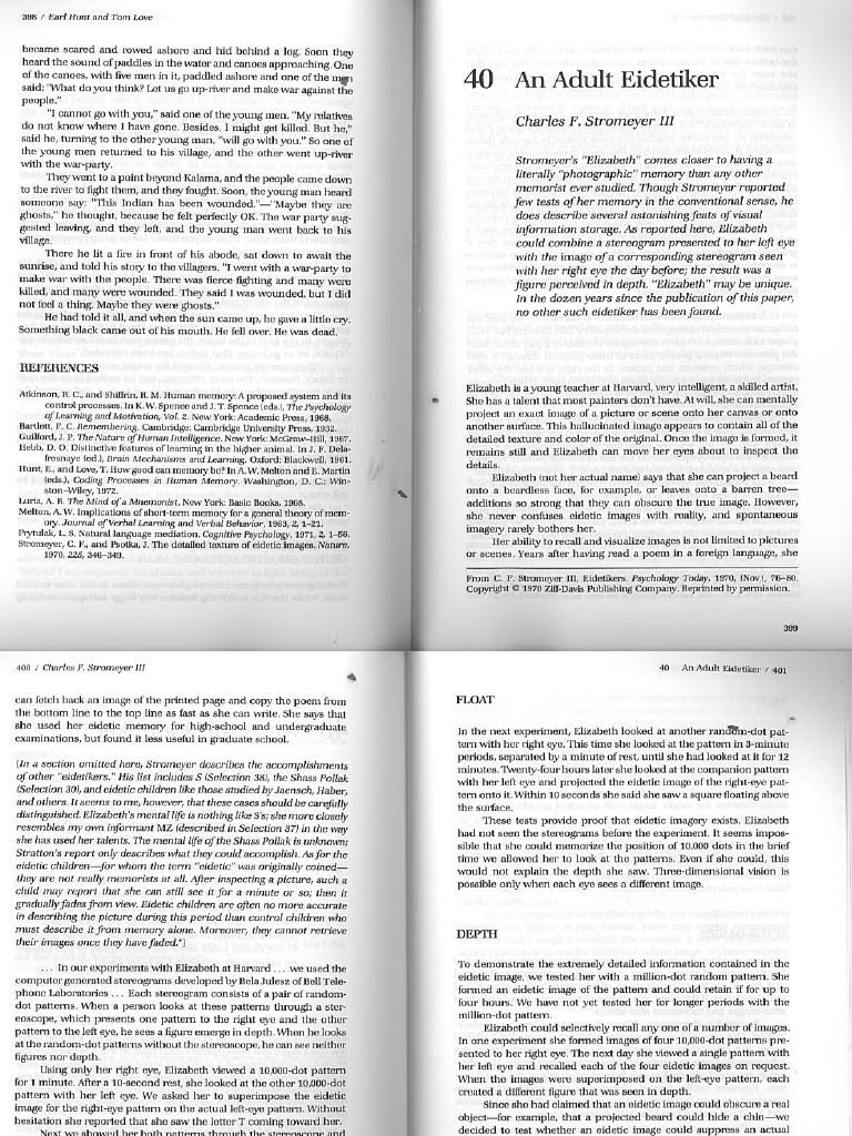Stromeyer - Eidetic Memory | PDF Stromeyer - Eidetic Memory | PDF