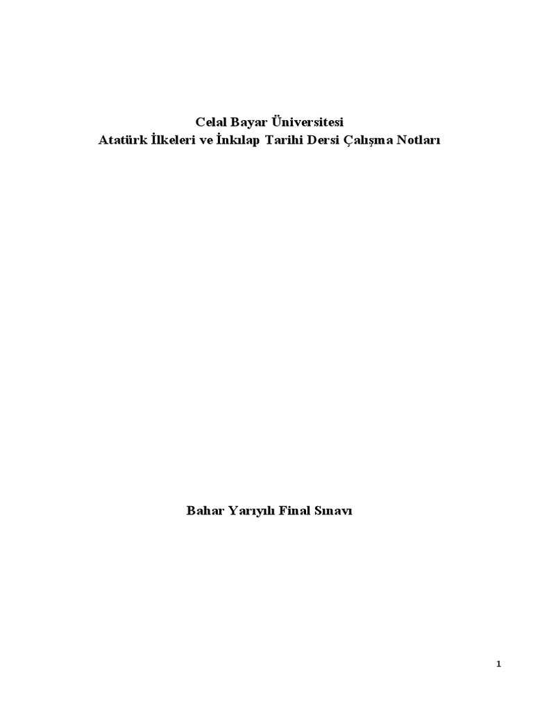 Bahar Final Notlar Inkılap | PDF