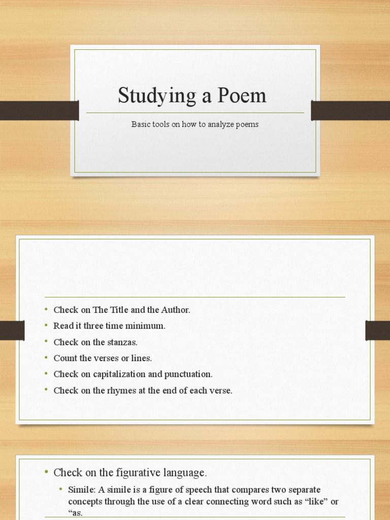 Studying A Poem: Basic Tools On How To Analyze Poems | PDF