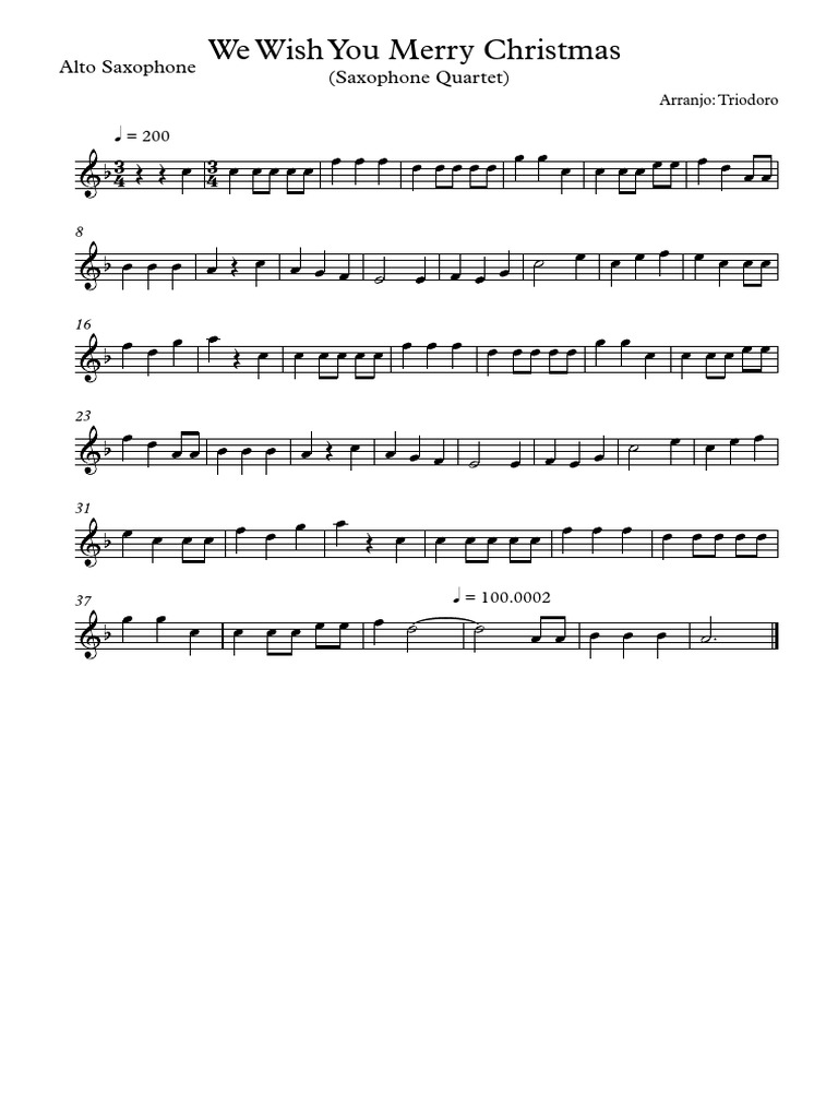 We Wish You A Merry Christmas - Alto Saxophone | PDF