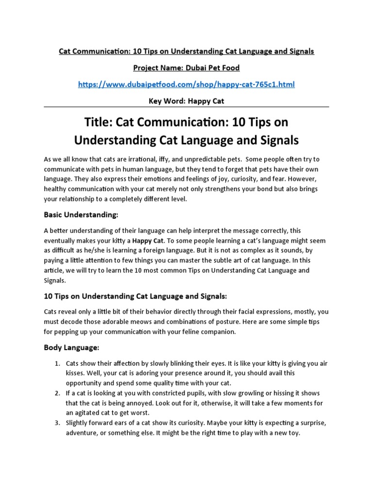 Title: Cat Communication: 10 Tips On Understanding Cat Language and ...