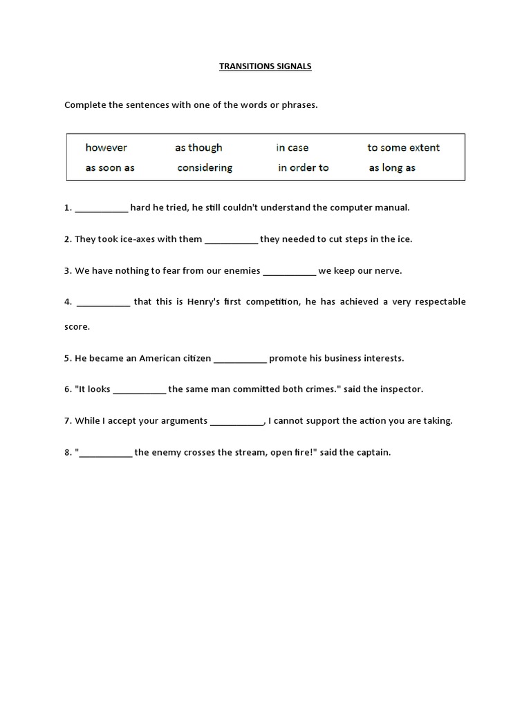 Transitions Signals Exercises | PDF