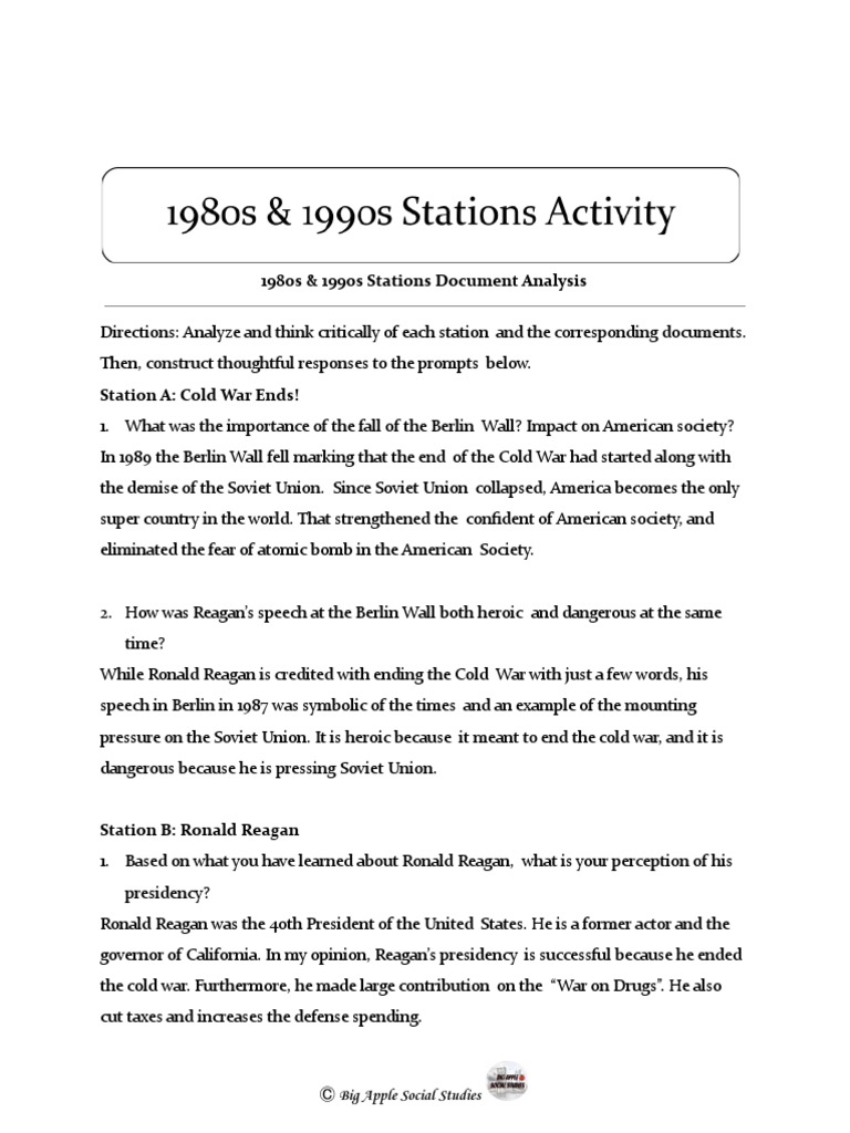 Events of The 1980s & 1990s Student Version | PDF | Gulf War | Ronald ...