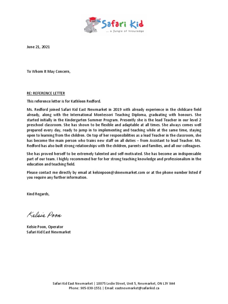 Reference Letter SK | PDF