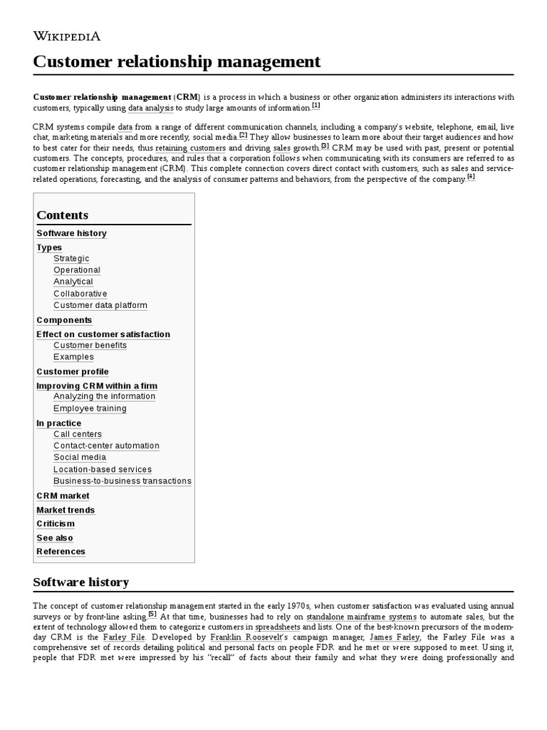Customer Relationship Management | PDF | Customer Relationship ...
