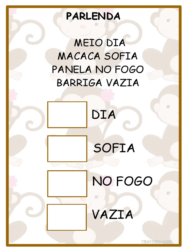 Parlenda Macaca Sofia TEAtividades | PDF