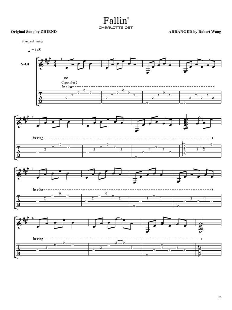 Zhiend's "Fallin'" Guitar Tabs | PDF | String Instruments | Guitar ...