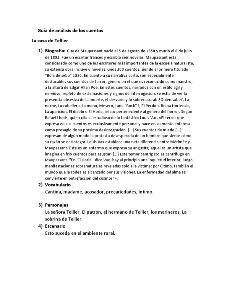 Guía de Análisis de Los Cuentos | PDF | Guy De Maupassant