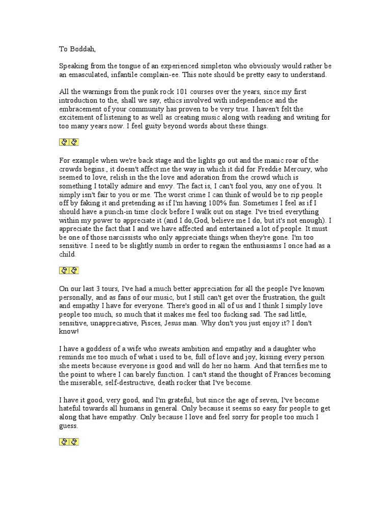 Kurt Cobain's Suicide Note | PDF | Kurt Cobain