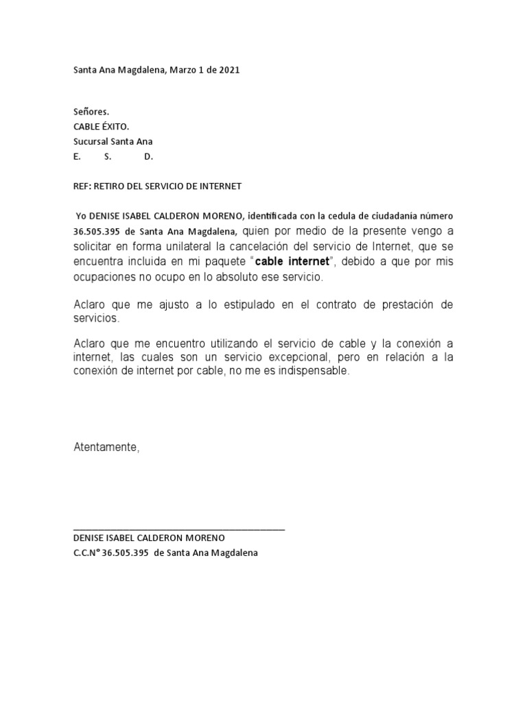 CARTA Retiro Internet | PDF