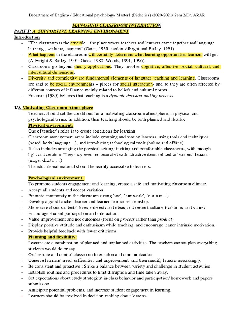Classroom Interaction Strategies | PDF | Learning | Teachers