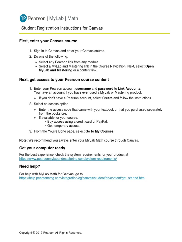 How To Register For MyMathLab | PDF