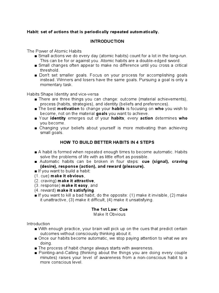 (Summary) Atomic Habits by James Clear | PDF | Habits | Motivation