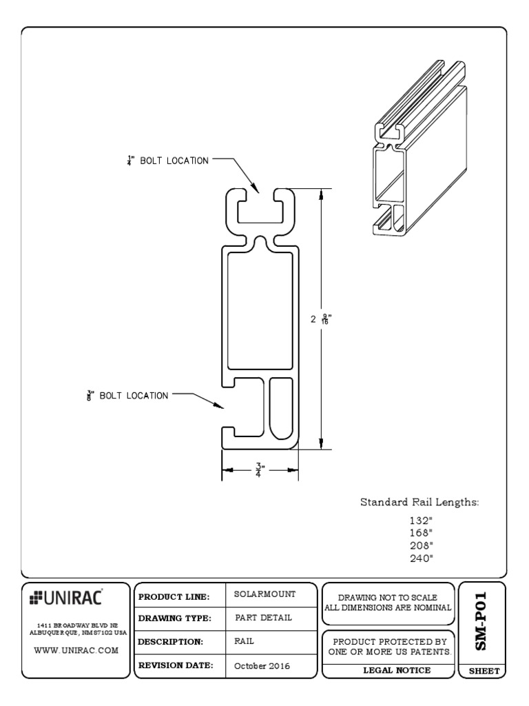 Standard Rail Lengths: 132" 168" 208" 240": Product Line: Drawing Type ...