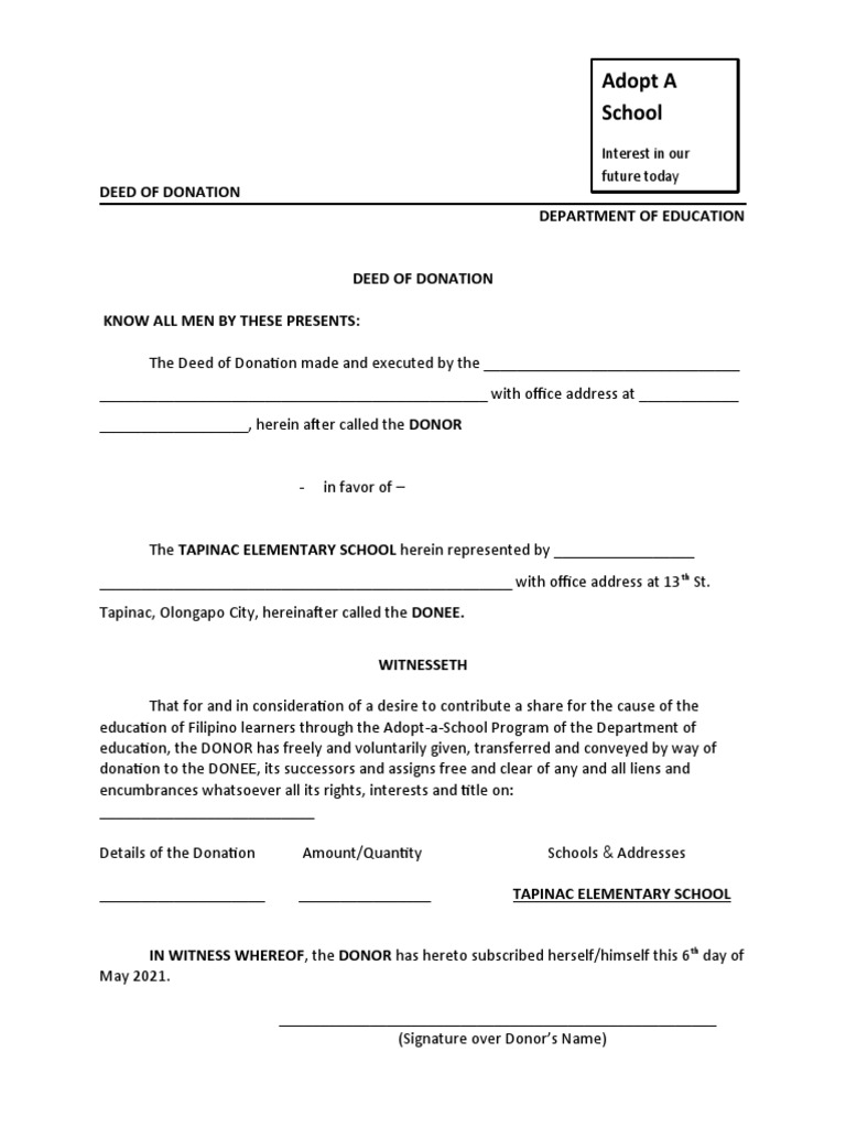 Deed of Donation | PDF | Social Science | Wellness