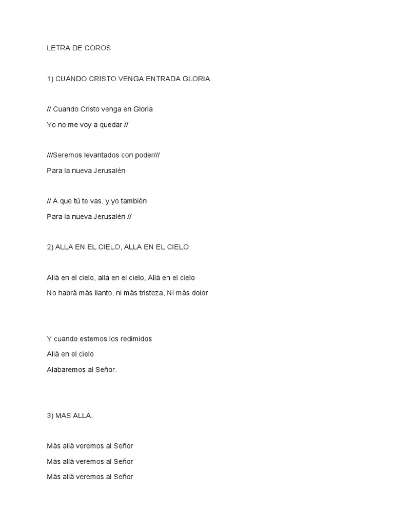 Coros | PDF | Cristo (título) | Oración