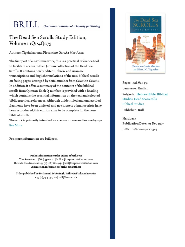 The Dead Sea Scrolls Study Edition, Volume 1 1Q1-4Q273 | PDF