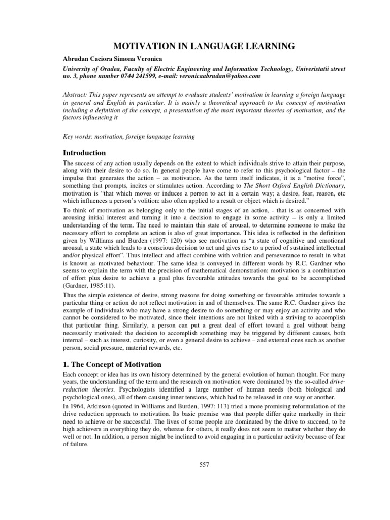 MOTIVATION in Language Learning | PDF | Motivation | Motivational