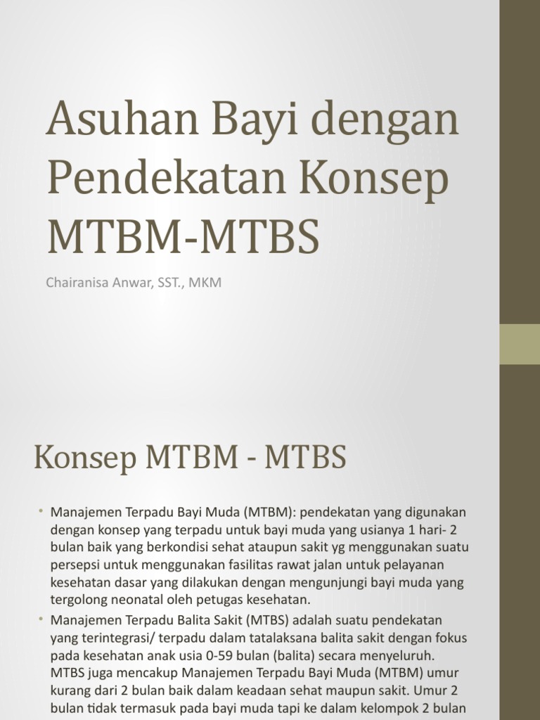 Pertemuan 10 Asuhan Bayi Dengan Pendekatan Konsep MTBM-MTBS | PDF
