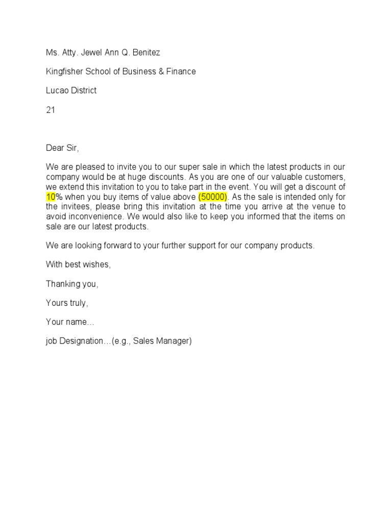 Mail Merge Invitation Letter Sample | PDF