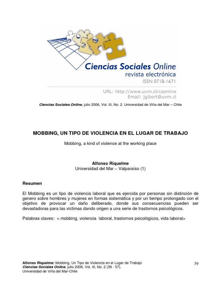 MOBBING | PDF | Intimidación | Violencia