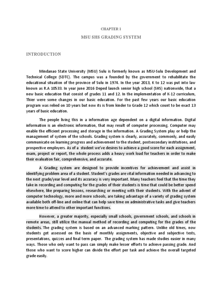 Msu Shs Grading System | PDF | Teachers | Test (Assessment)