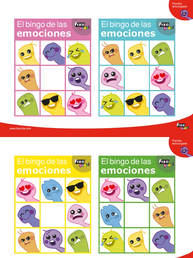 BINGO DE LAS EMOCIONES - Actividad 1 | PDF