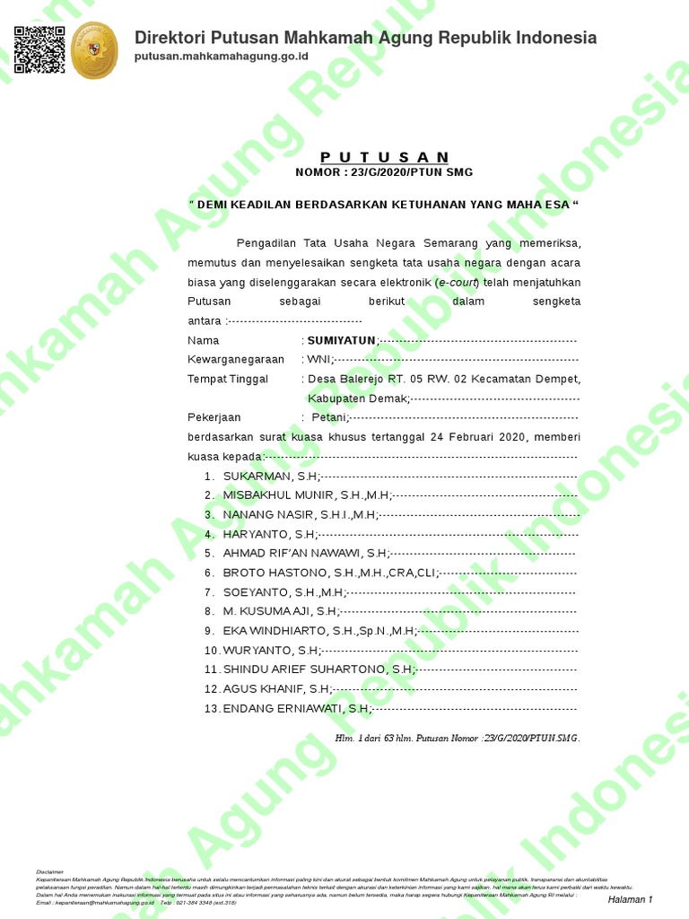 Putusan 23 G 2020 Ptun - SMG 20210619 | PDF