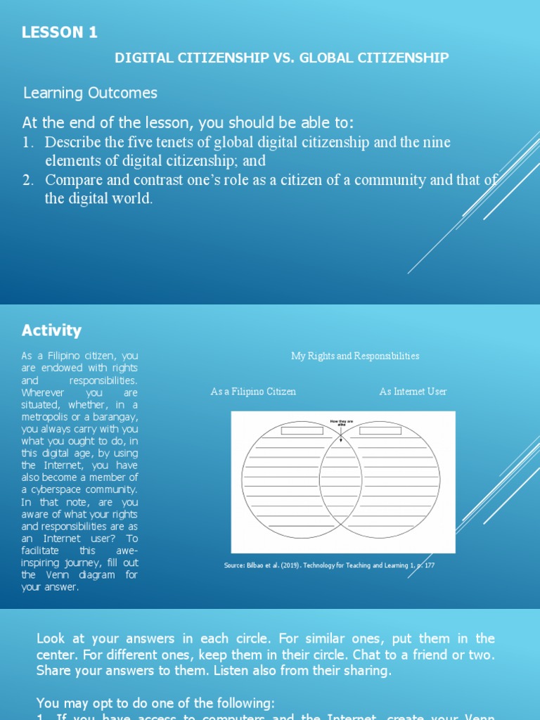 Lesson 1: Digital Citizenship vs. Global Citizenship | PDF | Social ...
