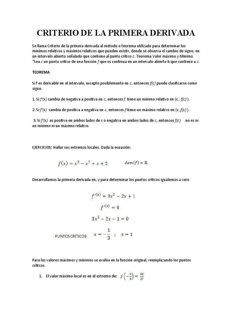 Criterio de 1 y 2 Derivada | PDF | Derivado | Conjunto convexo