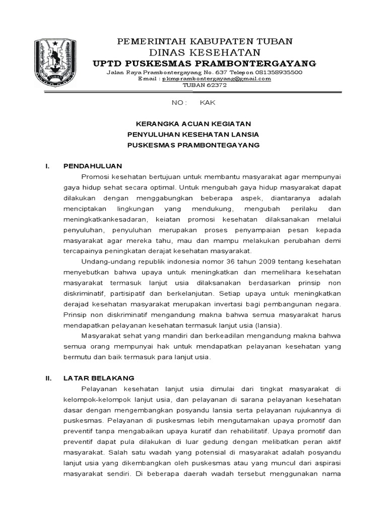 Kak Penyuluhan Kesehatan Lansia | PDF | Pengembangan Diri