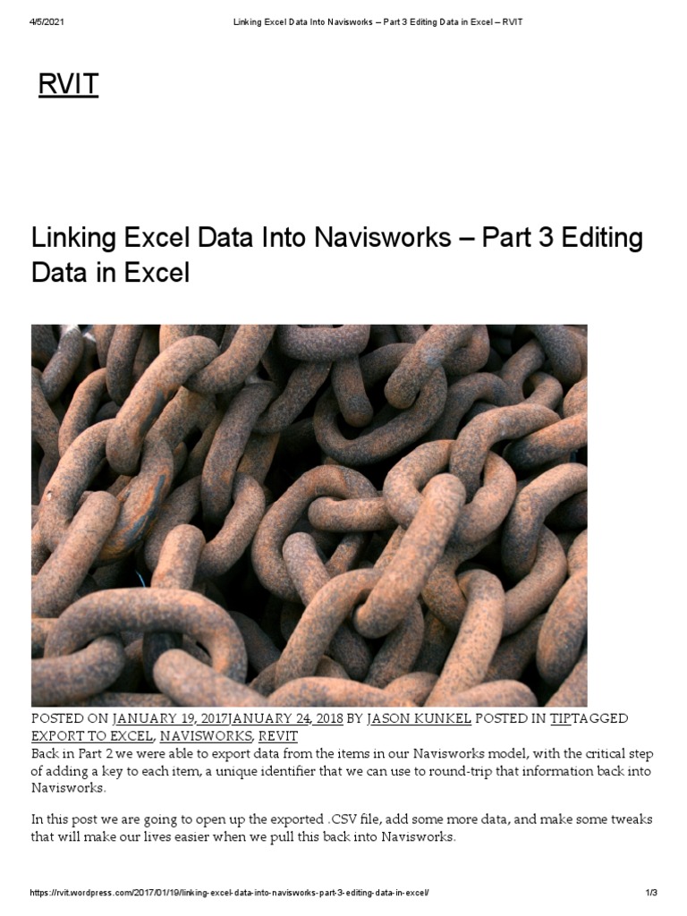 Linking Excel Data Into Navisworks - Part 3 Editing Data in Excel ... Linking Excel Data Into Navisworks - Part 3 Editing Data in Excel ...