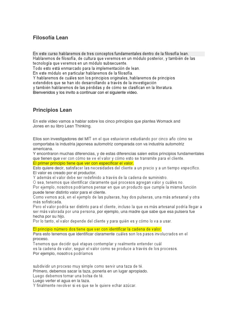Principios Lean | PDF | Lean Manufacturing | Cliente
