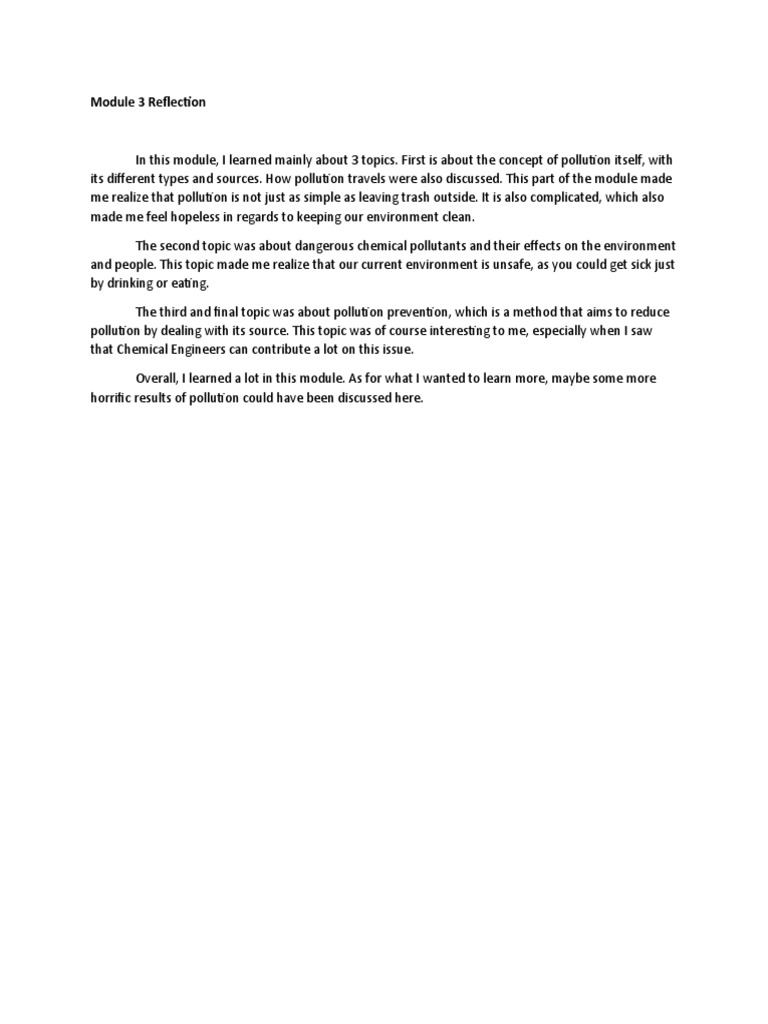 Module 3 Reflection | PDF | Wellness
