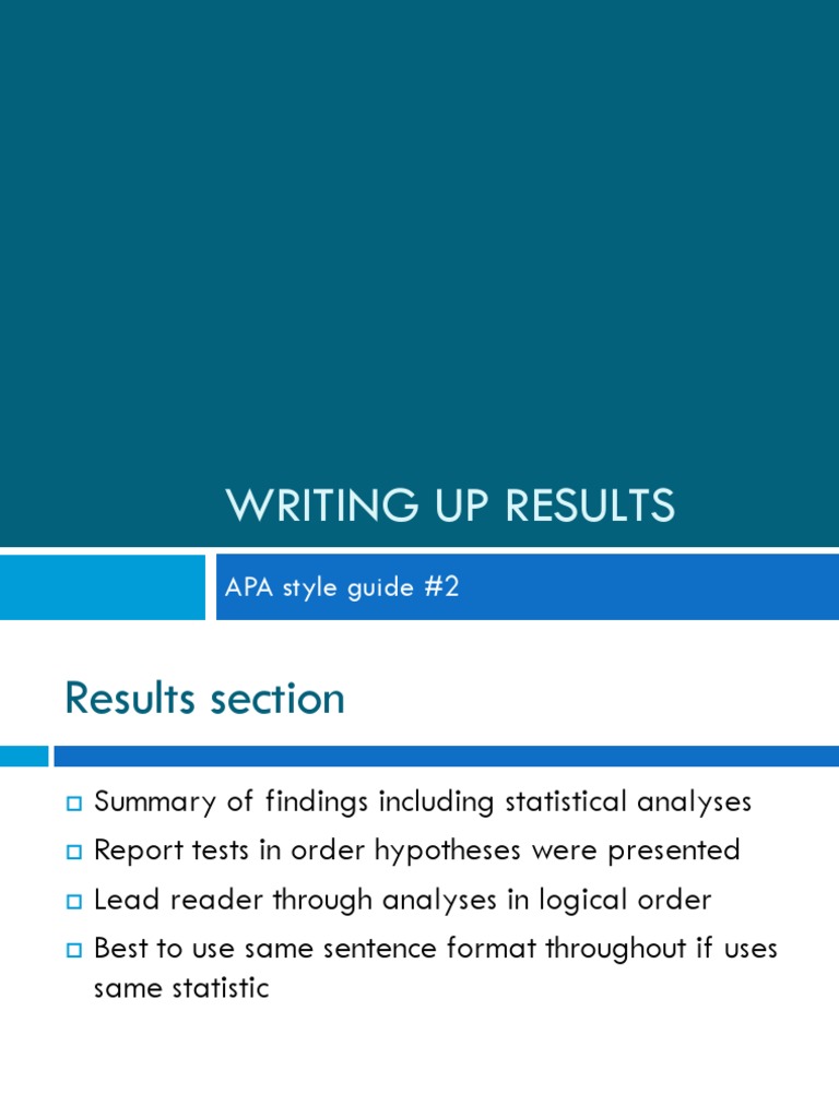 Writing Up Results: APA Style Guide #2 | PDF | Correlation And ...