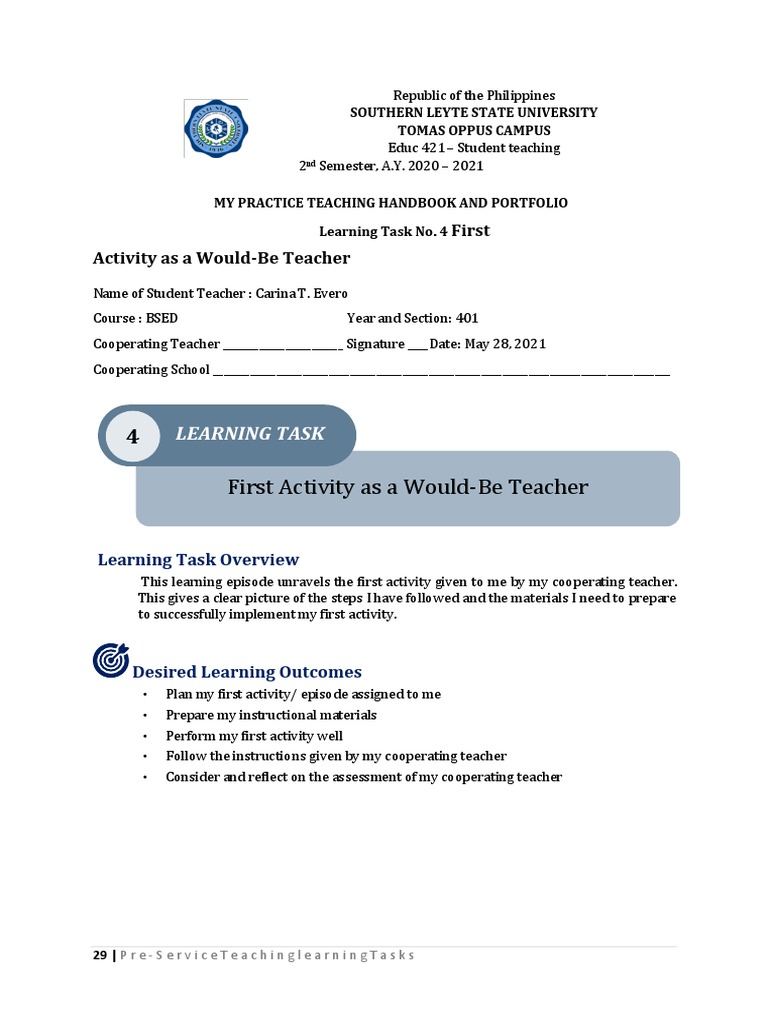 Learning Task 4 Evero | PDF | Teachers | Learning