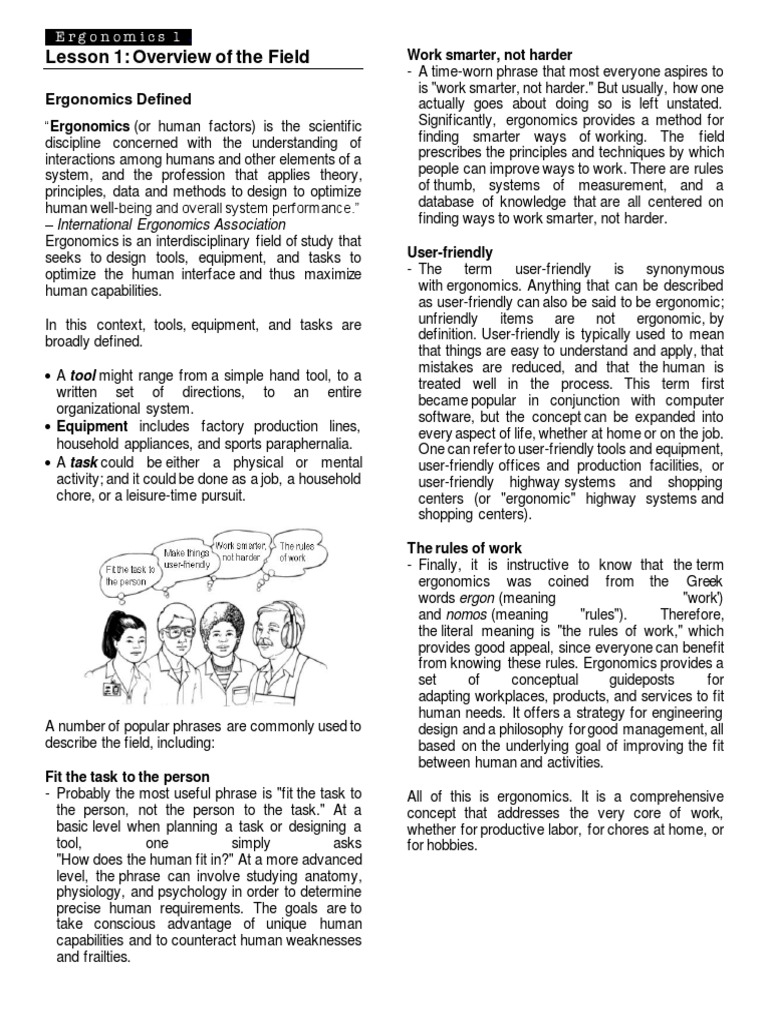 Lesson 1: Overview of The Field: Ergonomics Defined | PDF | Human ...