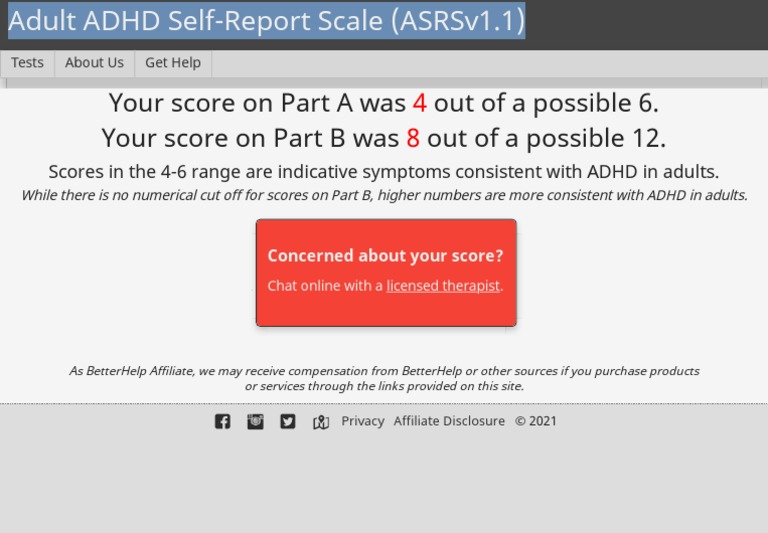 Adult ADHD Self-Report Scale | PDF
