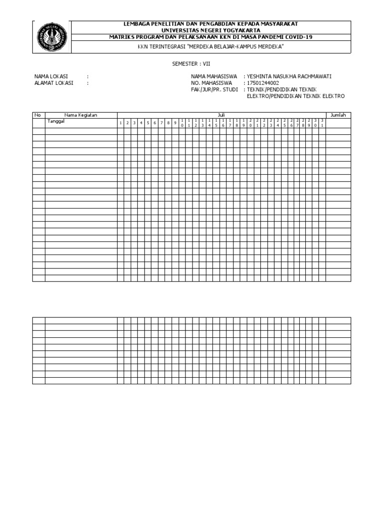 Matriks Program KKN | PDF Matriks Program KKN | PDF
