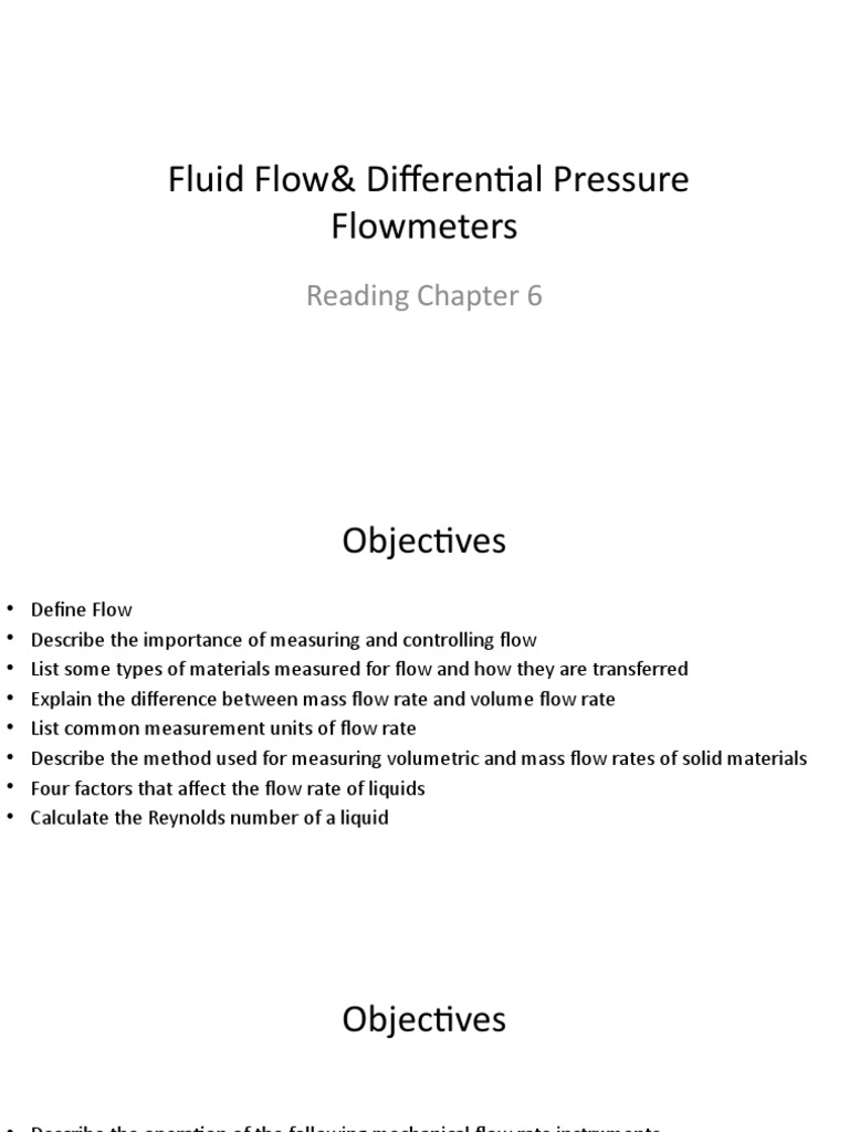 Fluid Flow& Differential Pressure Flowmeters: Reading Chapter 6 | PDF ...