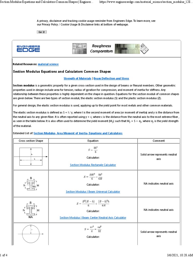 Section Modulus | PDF | Young's Modulus | Classical Mechanics